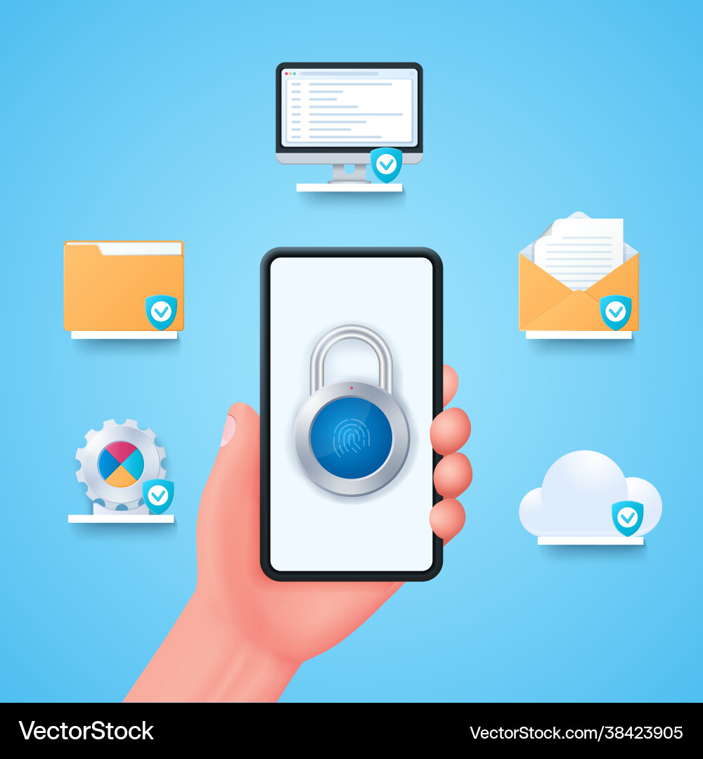 Mobile security and data protection account Vector Image