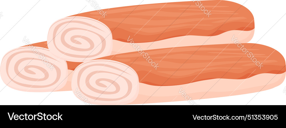 Rolled slices of ham Royalty Free Vector Image