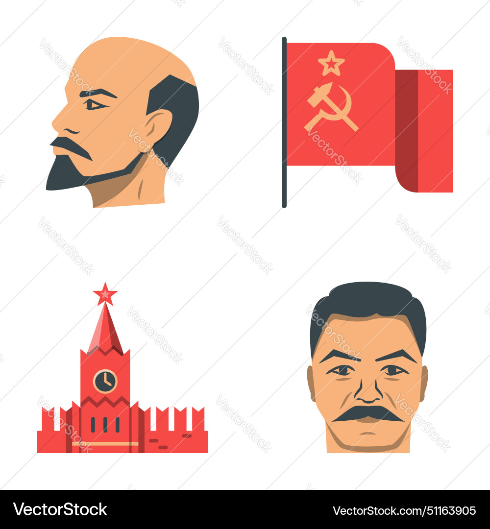 Ussr Symbole flache Symbol-Set Lizenzfreies Vektorbild