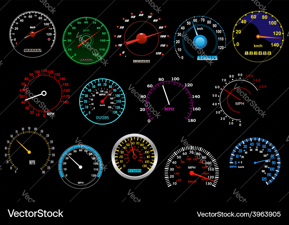 Various speedometers set Royalty Free Vector Image