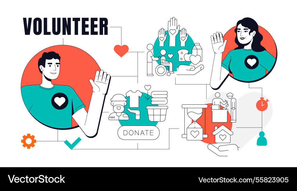 Volunteer concept Royalty Free Vector Image - VectorStock