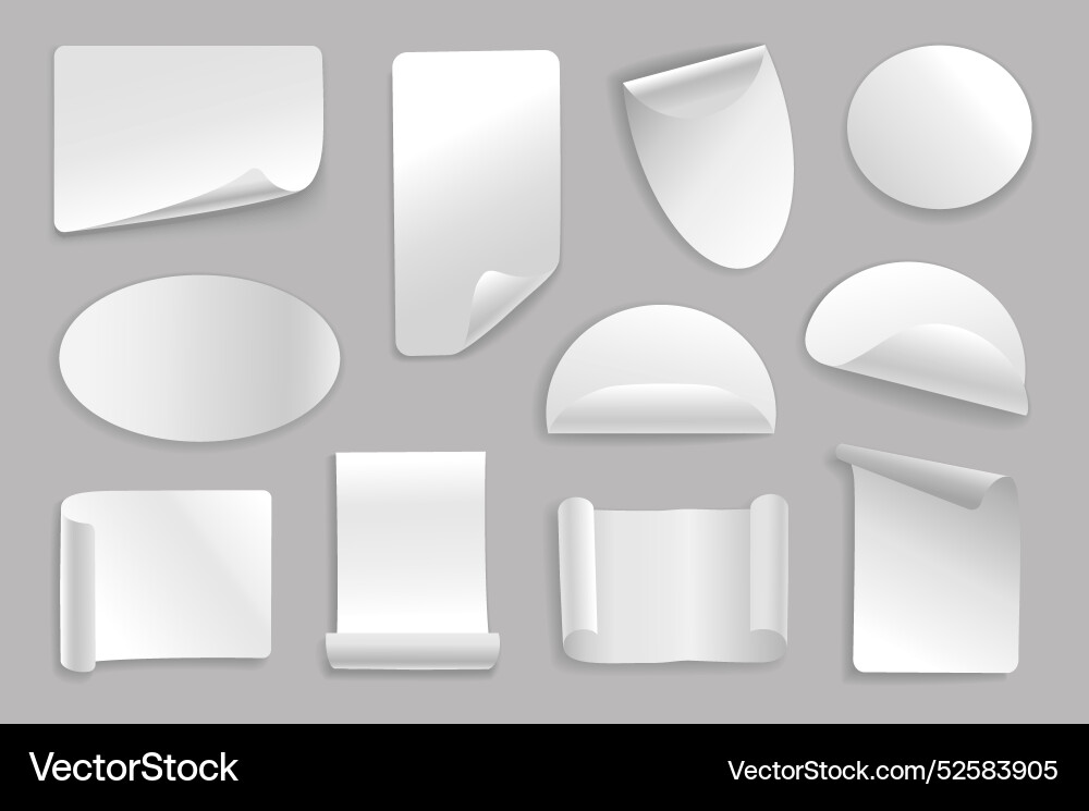 White paper stickers set elements in flat graphic Vector Image