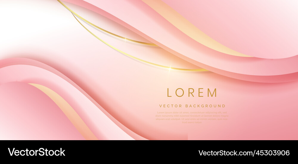 Abstract soft pink wave overlap with golden lines Vector Image