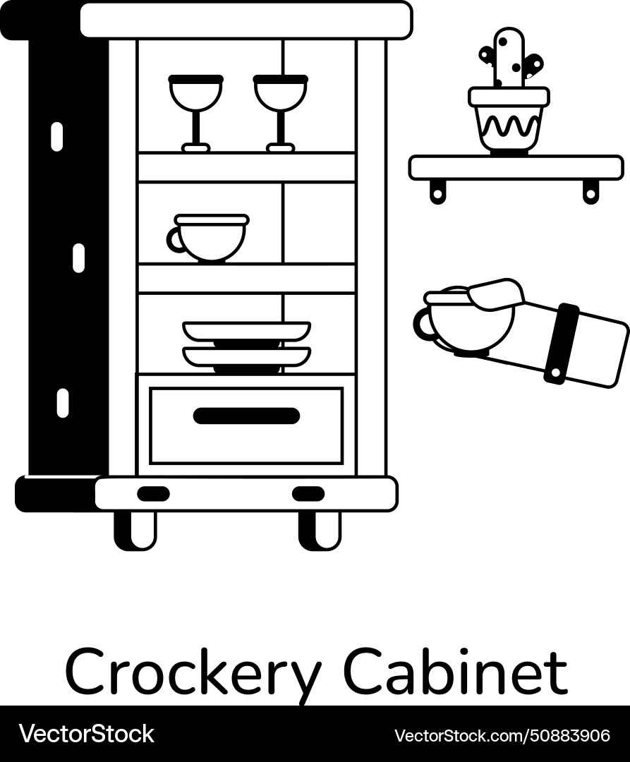 Crockery cabinet Royalty Free Vector Image - VectorStock
