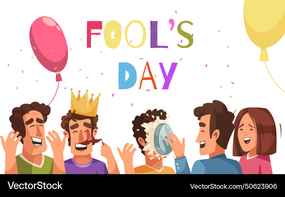 Fools day laughing composition Royalty Free Vector Image