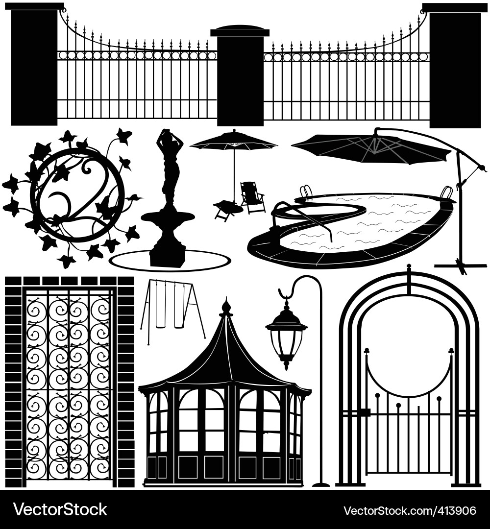 Garden Elements Royalty Free Vector Image - VectorStock