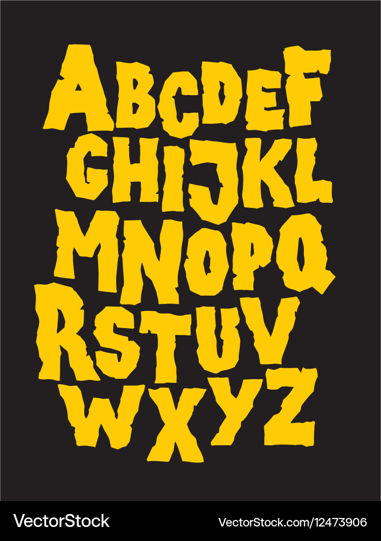 Hand drawn stone grunge font alphabet Royalty Free Vector