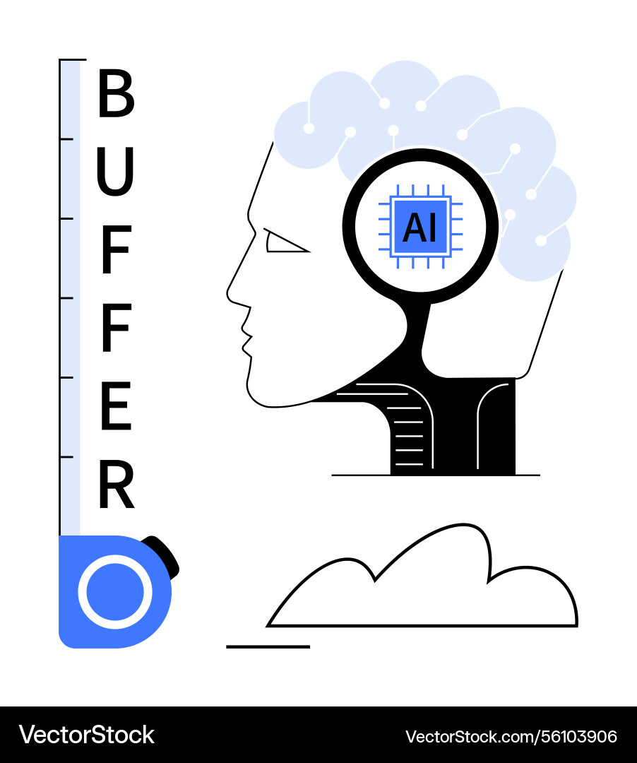 Human head with ai chip inside brain Royalty Free Vector