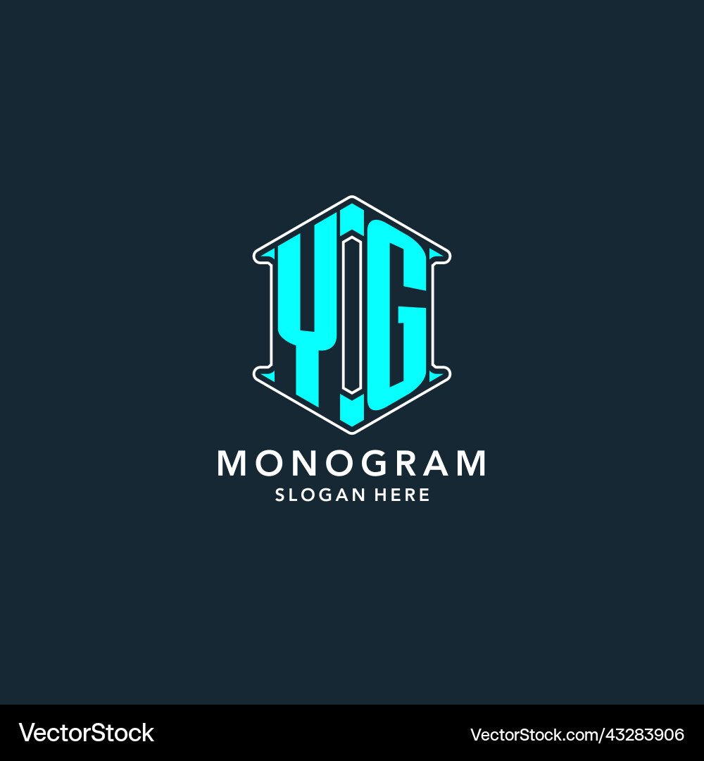 Letter yg logo with hexagon shape geometric style Vector Image
