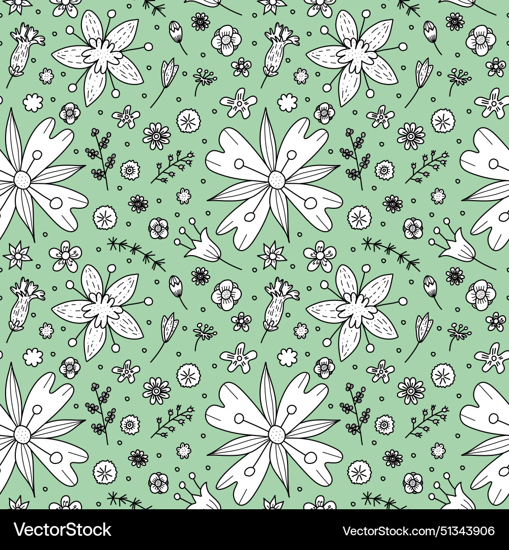 Mint green floral seamless pattern Royalty Free Vector Image