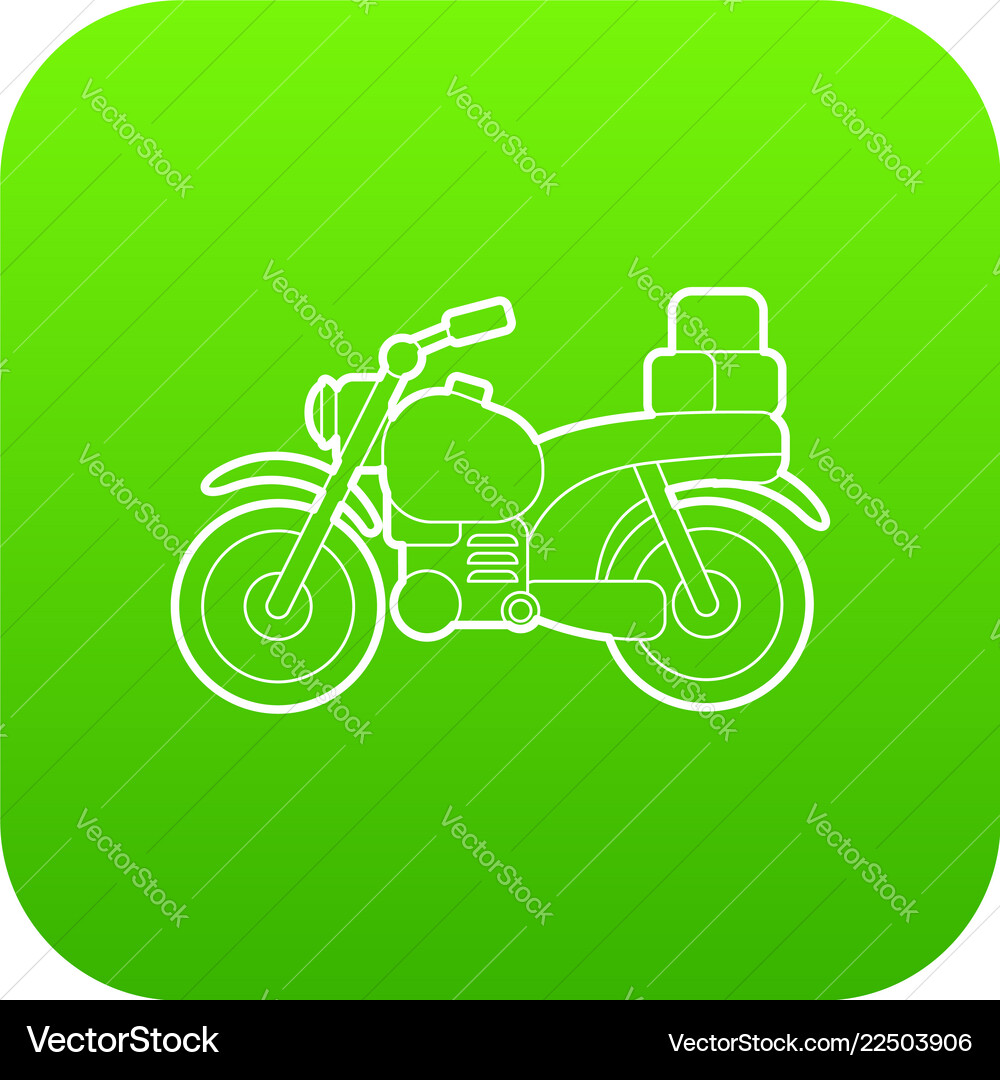Motorrad mit Boxen Icon grün Lizenzfreies Vektorbild