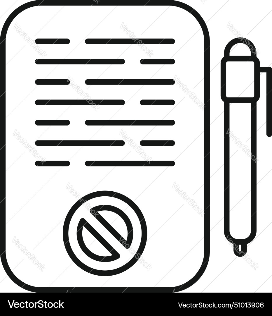 Pencil disclaimer paper icon outline Royalty Free Vector