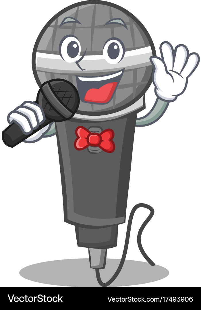 Singing microphone cartoon character design Vector Image