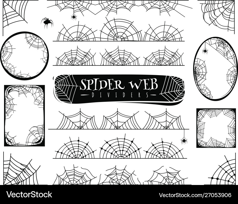 Spider web dividers halloween spiderwebs Vector Image