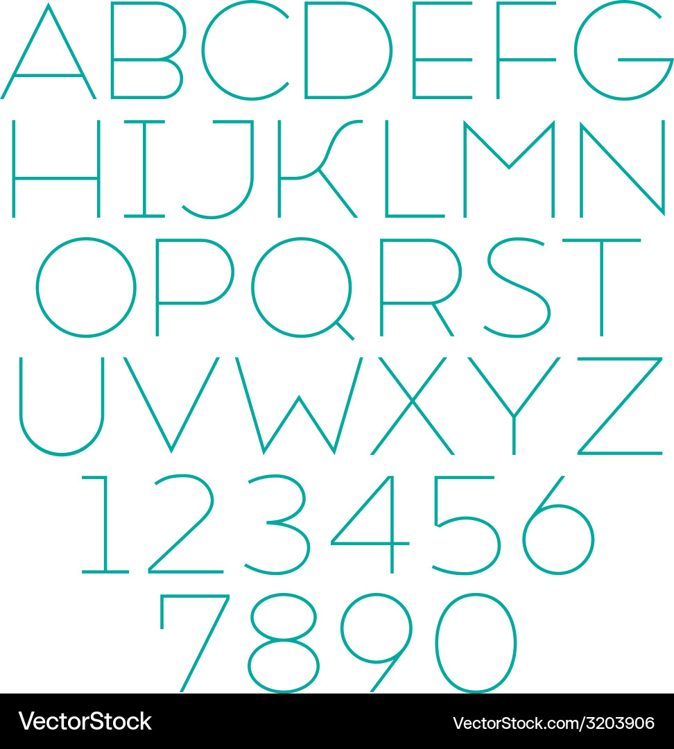 Thin Sans Serif Typeface Royalty Free Vector Image