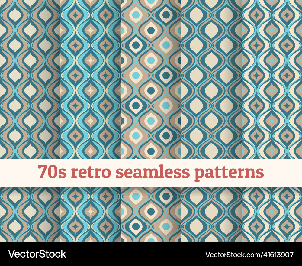 70s retro seamless patterns Royalty Free Vector Image