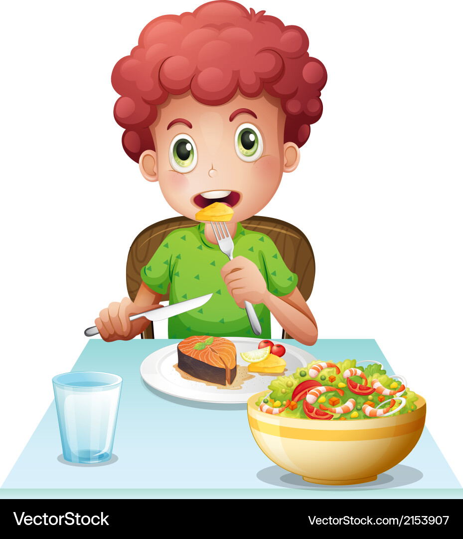 A boy eating Royalty Free Vector Image - VectorStock