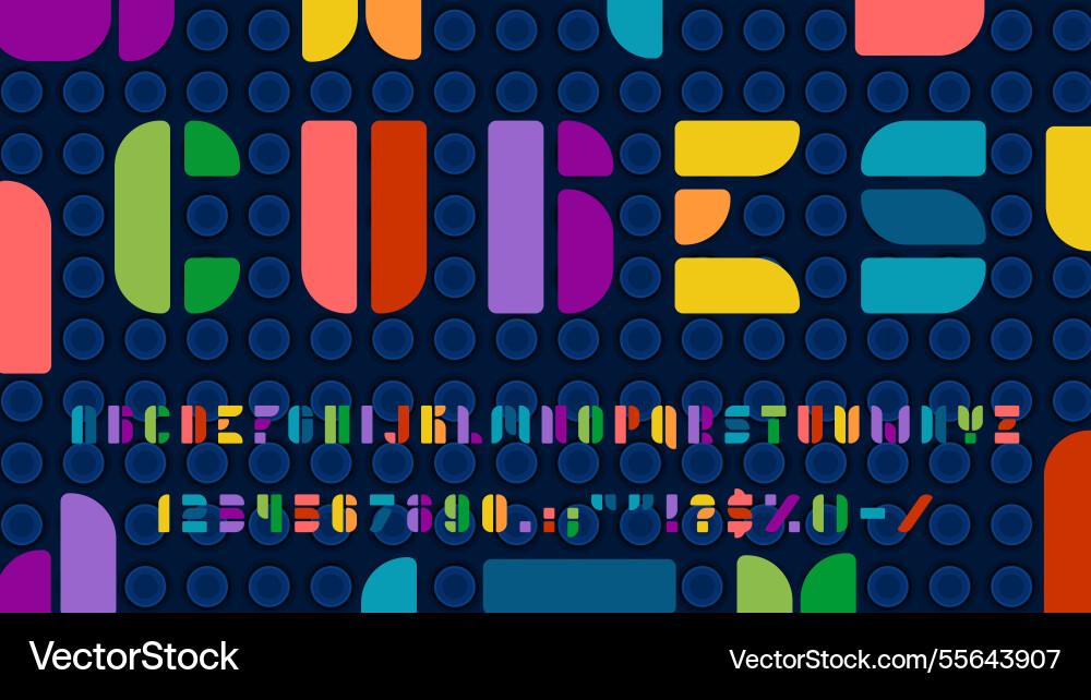 Bold kids font alphabet and building blocks type Vector Image