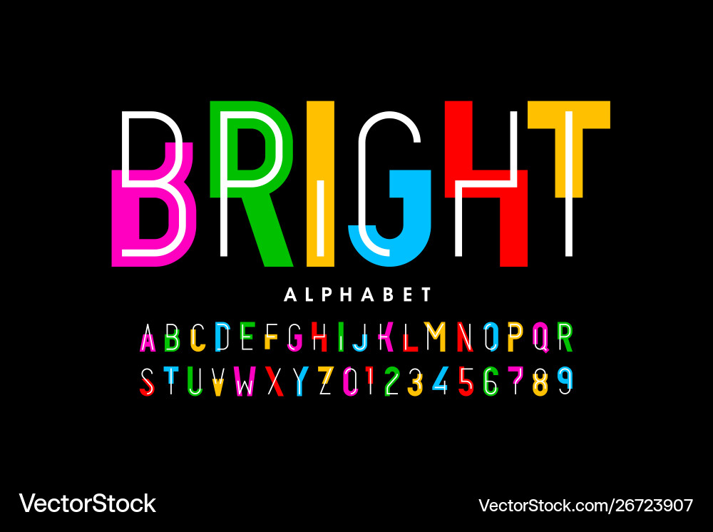 Bright colorful style font design creative Vector Image