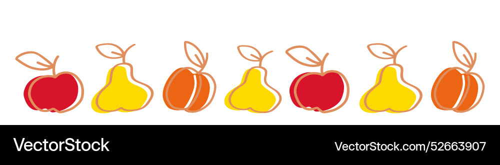 Colorful fruit border design with apples pears Vector Image