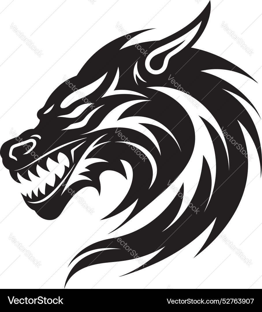 Dynamic dragon portrait cartoon tattoo logo icon Vector Image