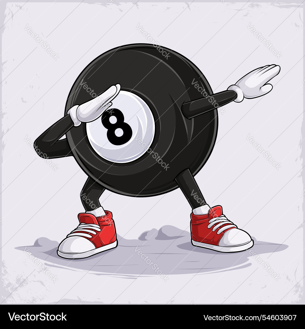 Hand drawn funny dabbing eight pool billiard ball Vector Image