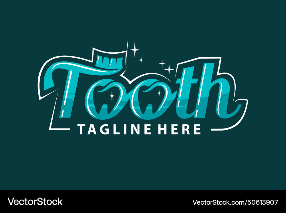 Tooth lettering logo design Royalty Free Vector Image