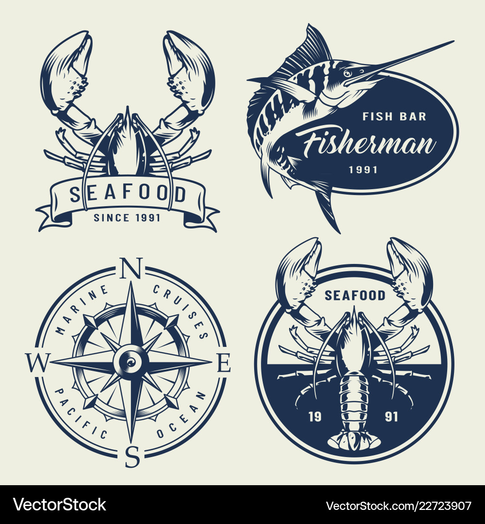 Vintage sea emblems collection Royalty Free Vector Image