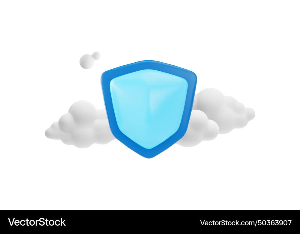 Visualization of internet security 3d blue shield Vector Image
