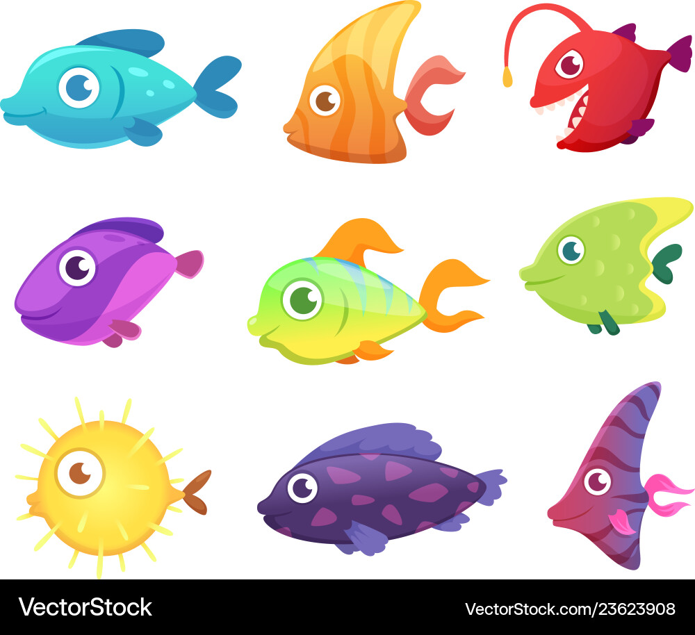Cartoon fish underwater ocean sea animals Vector Image