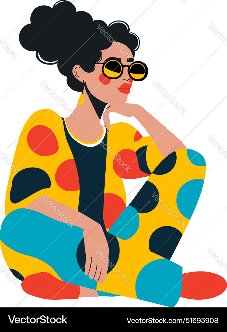 Funky stylish girl flat Royalty Free Vector Image