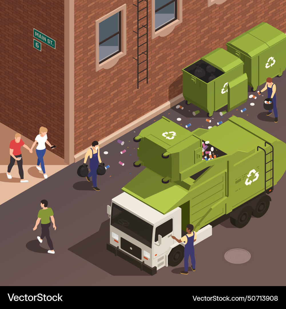 Garbage removal isometric poster Royalty Free Vector Image