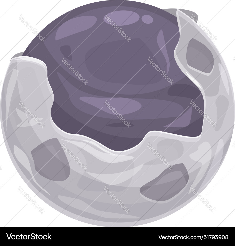 Grey planet with craters and purple atmosphere Vector Image
