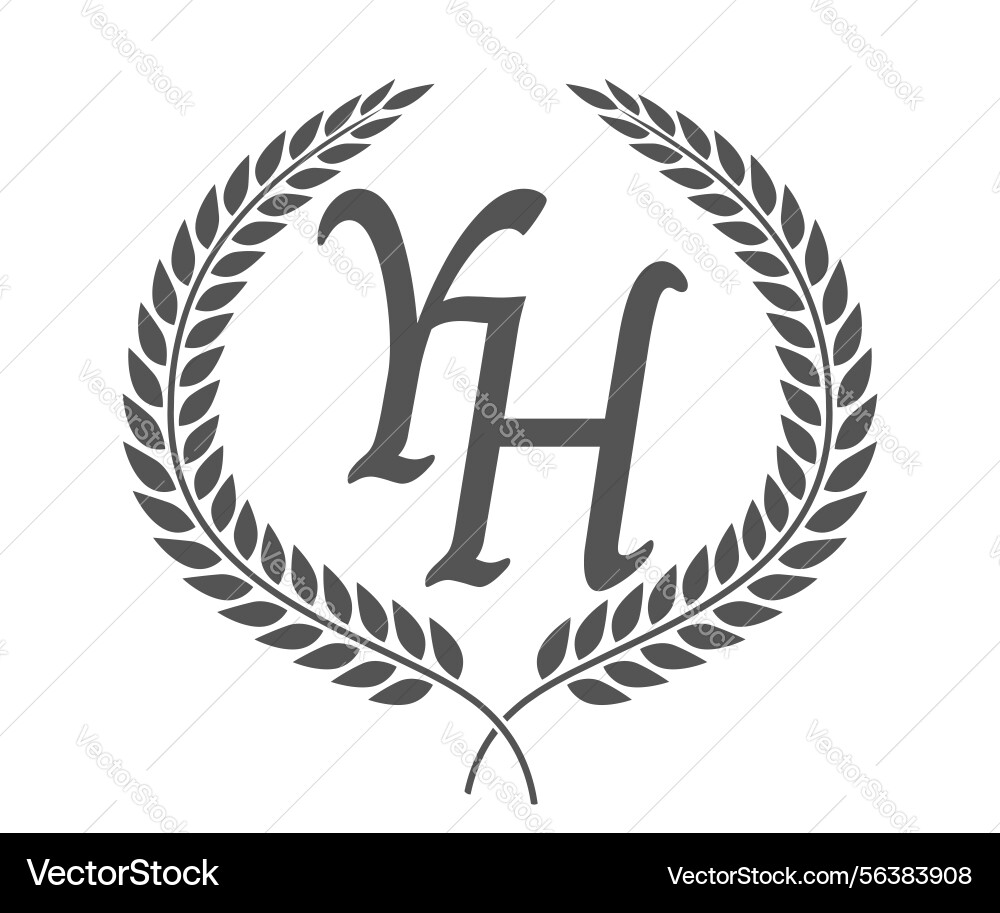 Initial letter y and h yh monogram logo design Vector Image