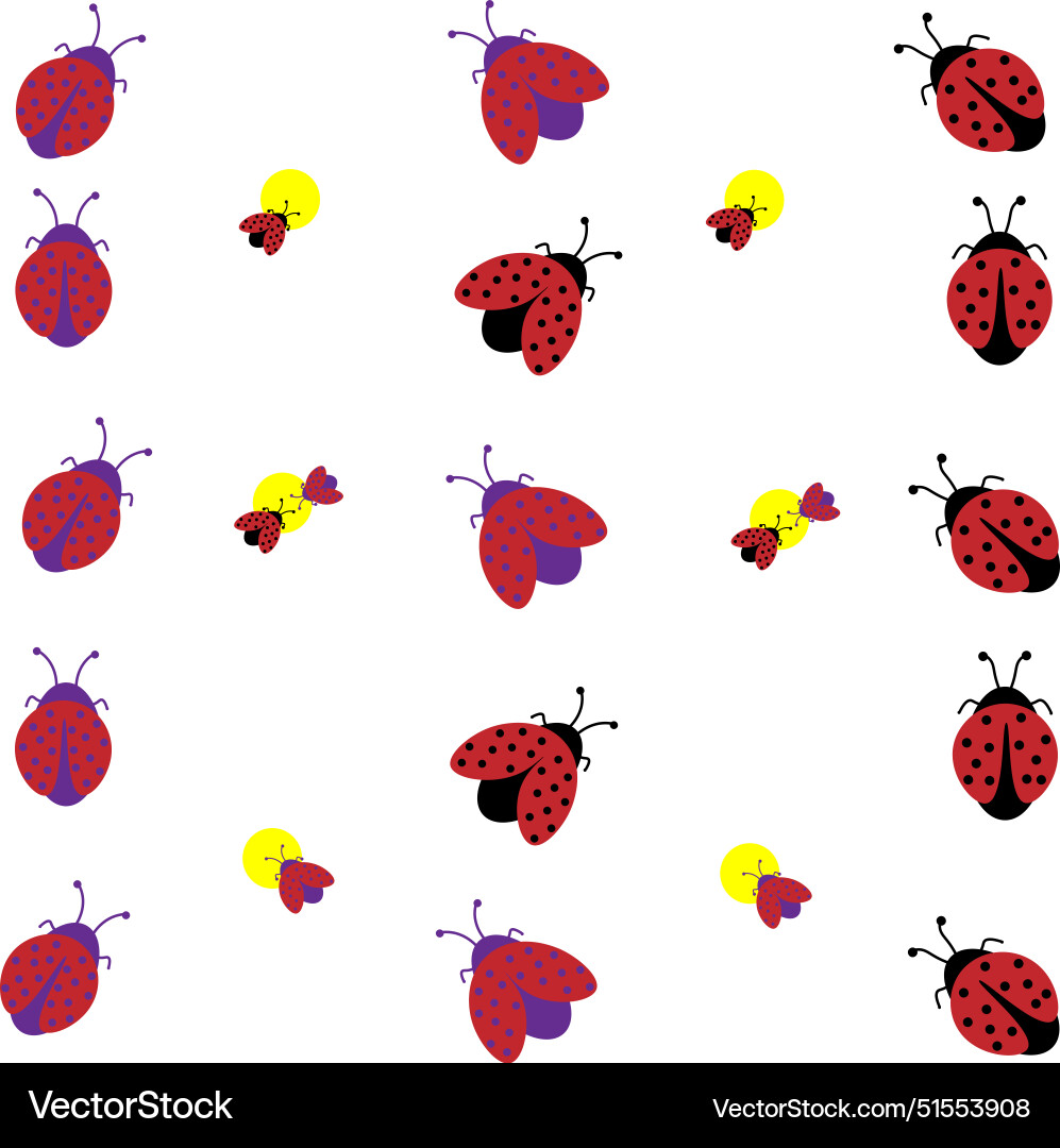 Ladybugs and daisies summer background seamless Vector Image