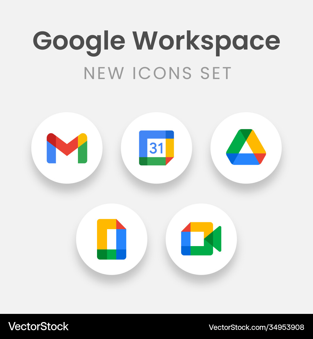 New google workspace icon set gmail drive Vector Image