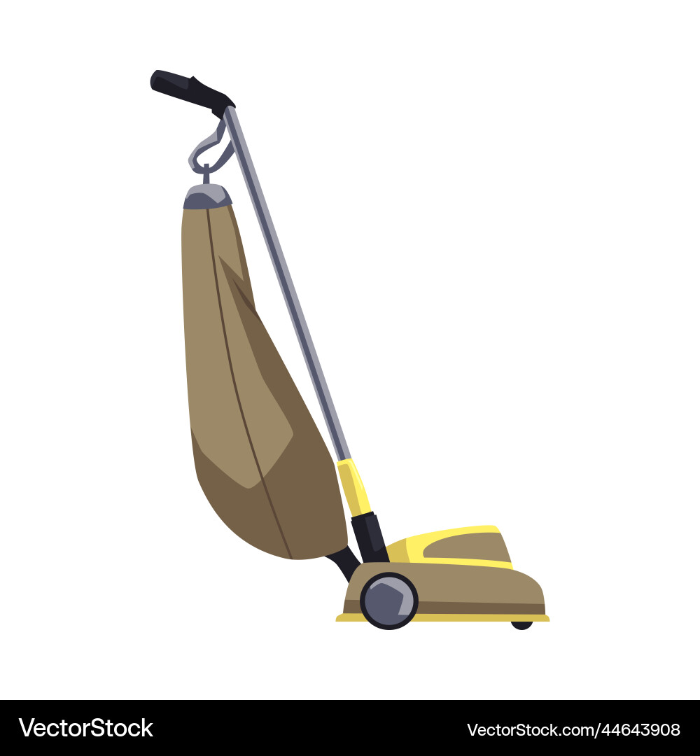 Retro vacuum cleaner with bag flat Royalty Free Vector Image