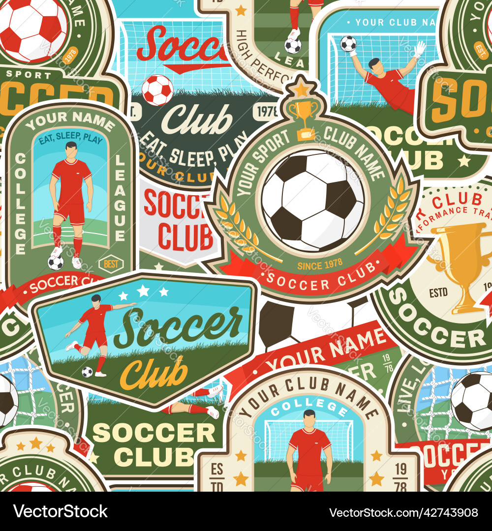 Soccer club seamless pattern Royalty Free Vector Image