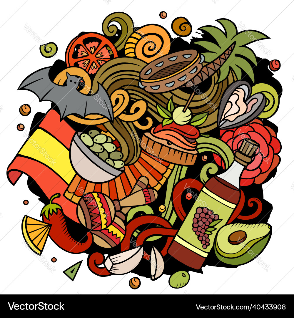Spanien Hand gezeichnet Cartoon doodle Lizenzfreier Vektor