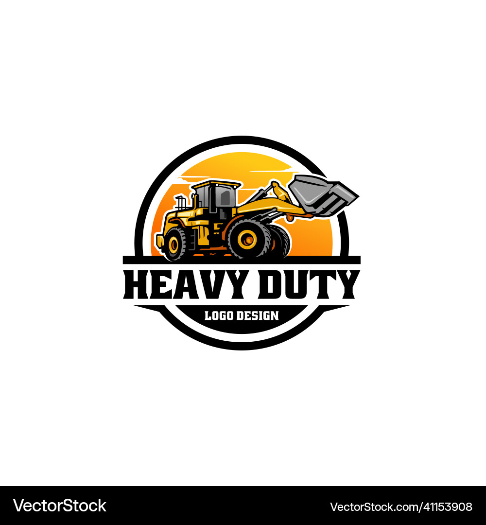 Tractor - backhoe loader logo with emblem style Vector Image