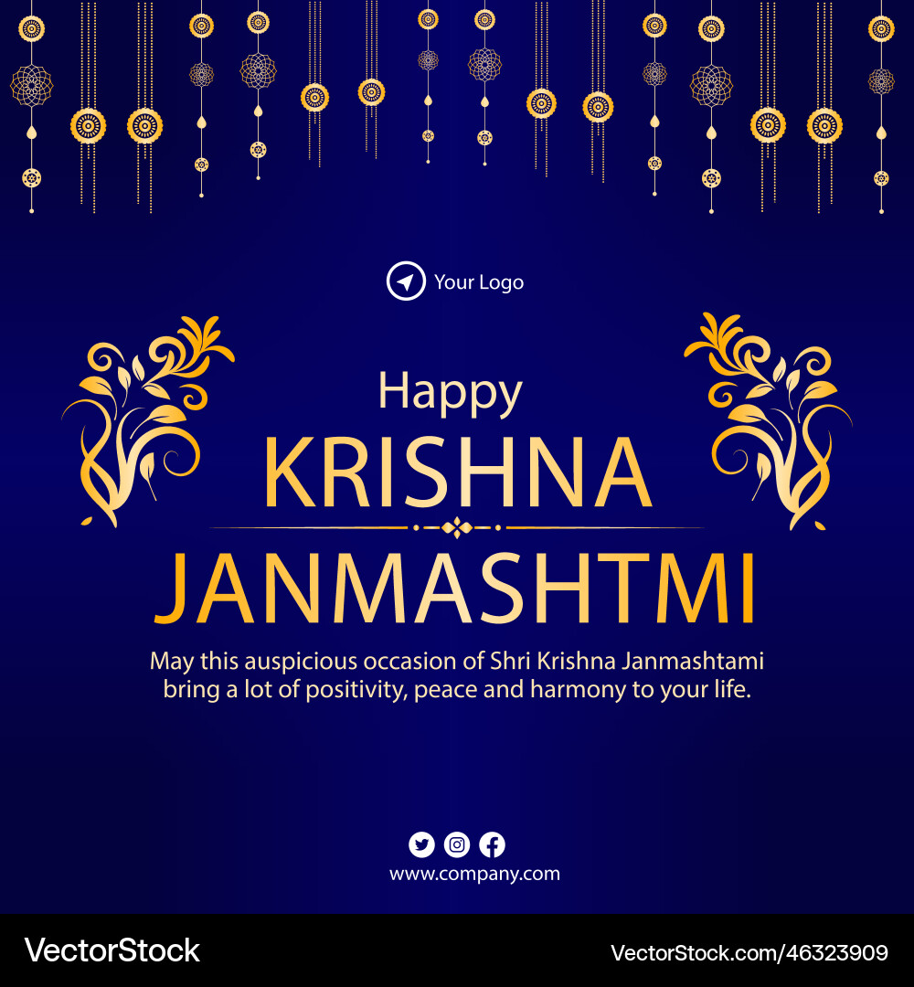 Banner design of happy krishna janmashtami Vector Image