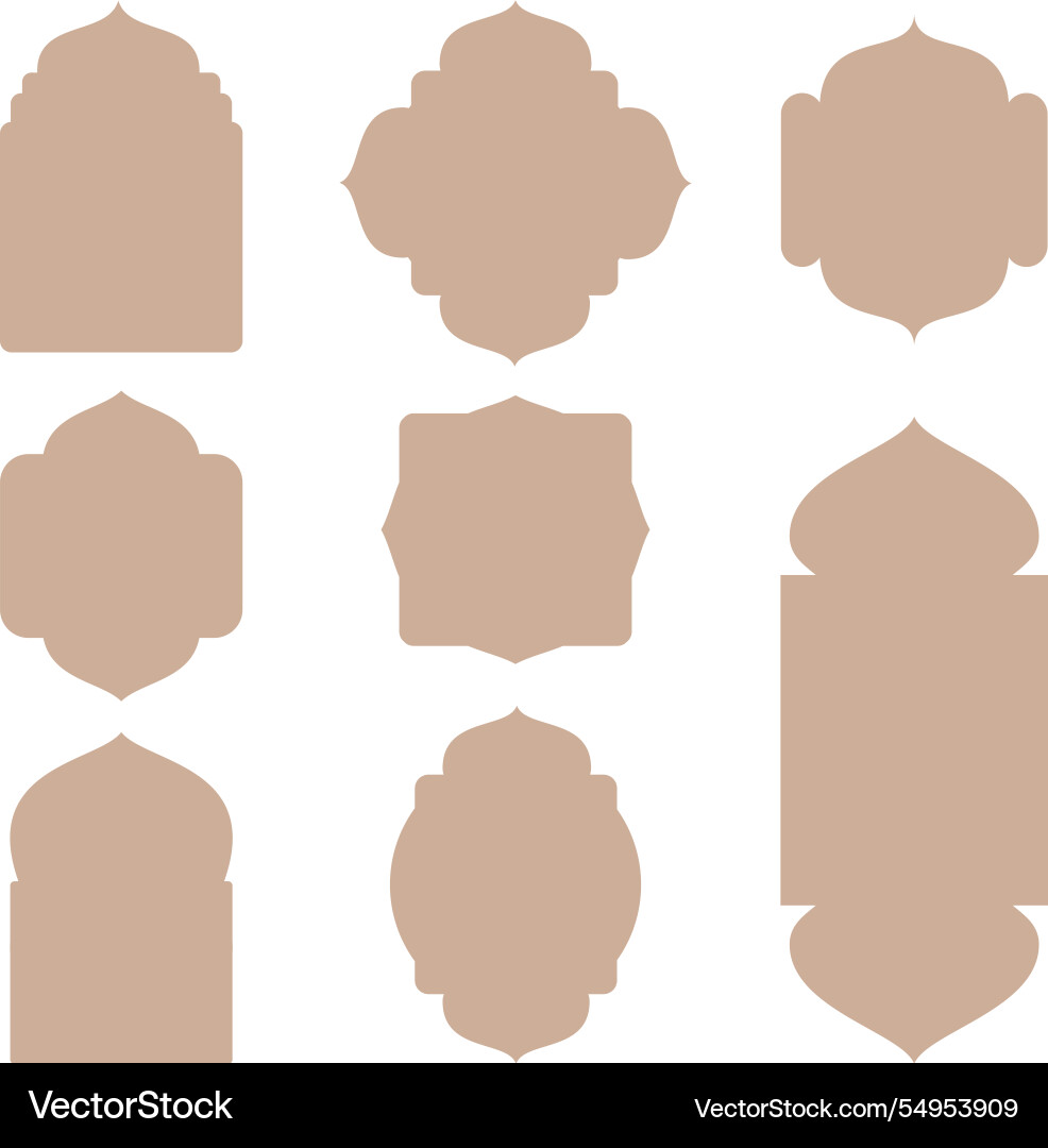 Beige islamic frame set Royalty Free Vector Image