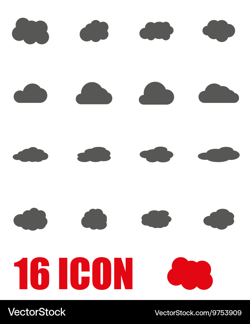Cloud Icon Set - White Background Royalty Free Vector Image