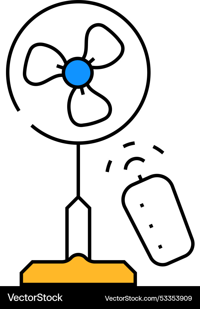 Fan with remote control icon color Royalty Free Vector Image