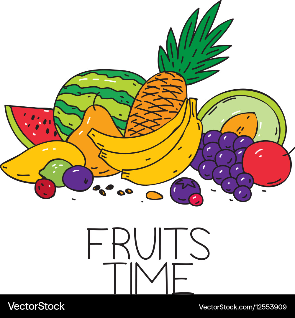 Fruits time logo Royalty Free Vector Image - VectorStock