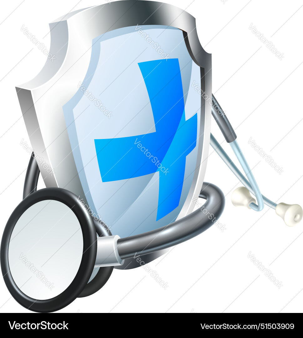 Healthcare concept shield and stethoscope Vector Image