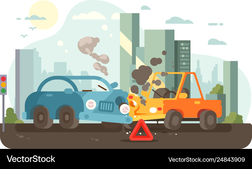 Road traffic accident scene Royalty Free Vector Image