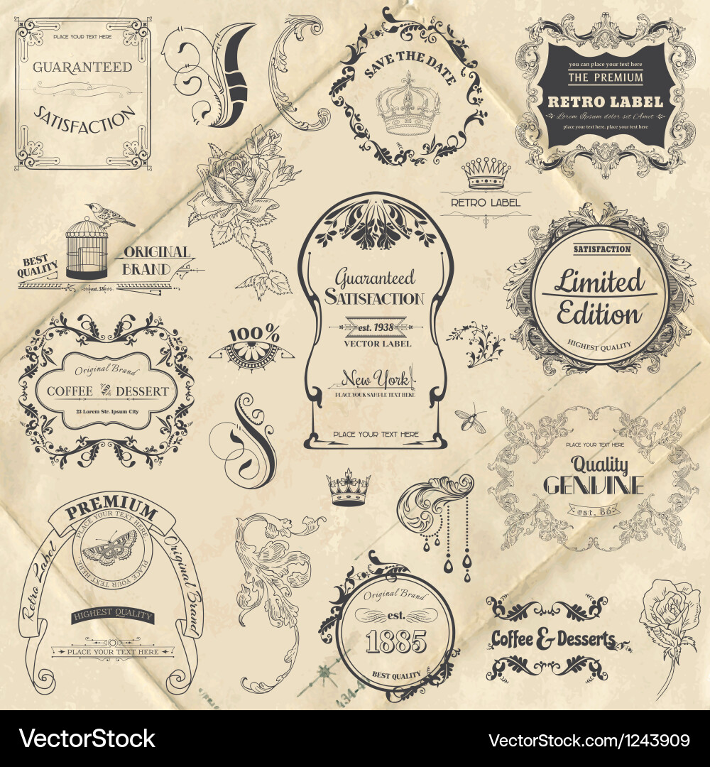Vintage frame collection with flowers Royalty Free Vector