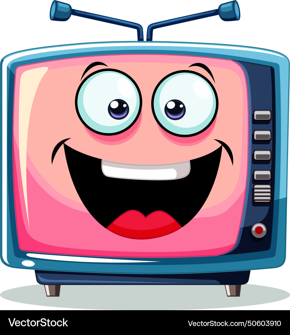 A happy animated tv with big smile Royalty Free Vector Image