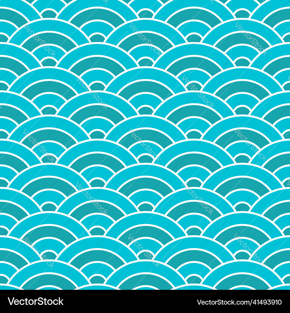 Blue japanese waves seamless pattern Royalty Free Vector
